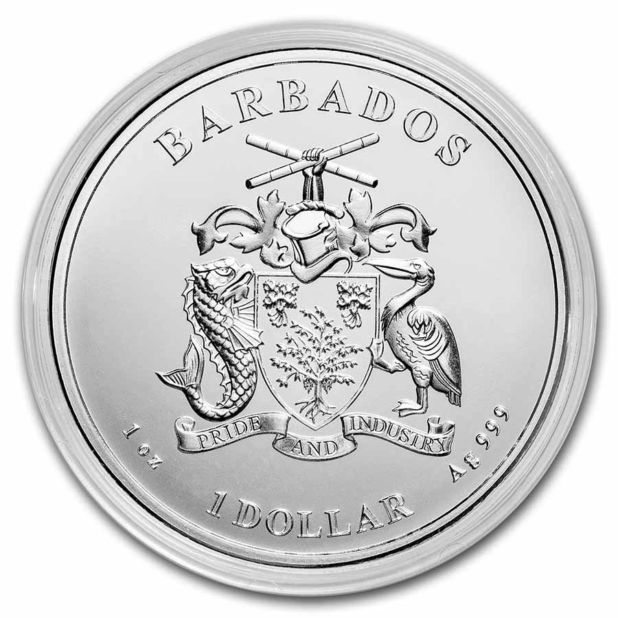 Barbados 2021 Karibischer Octopus Silber 1 oz