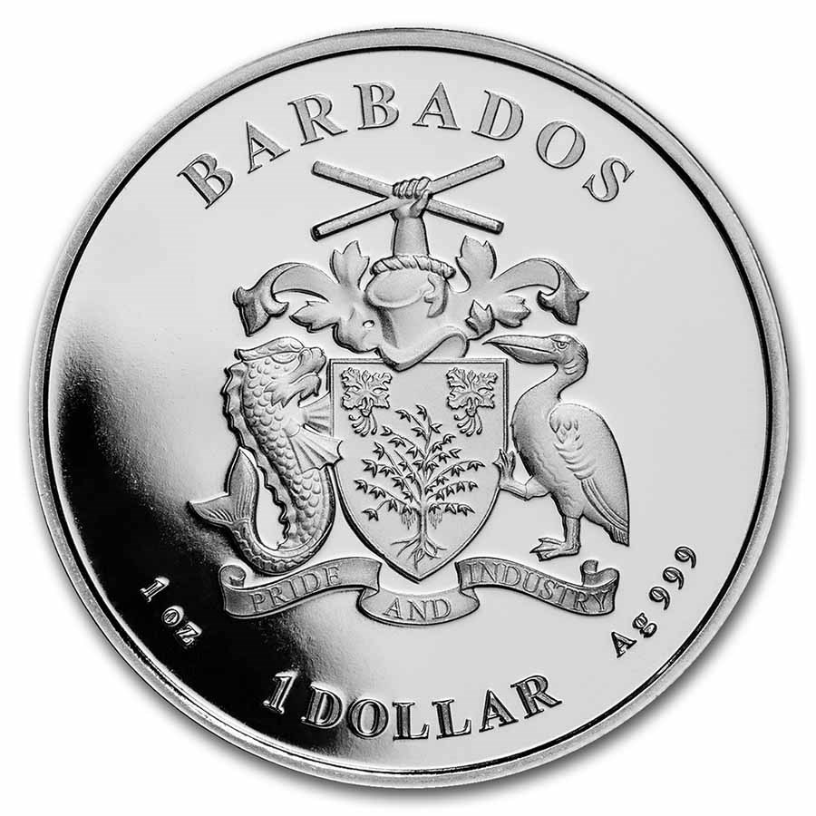 Barbados 2022 Karibischer Octopus Silber 1 oz