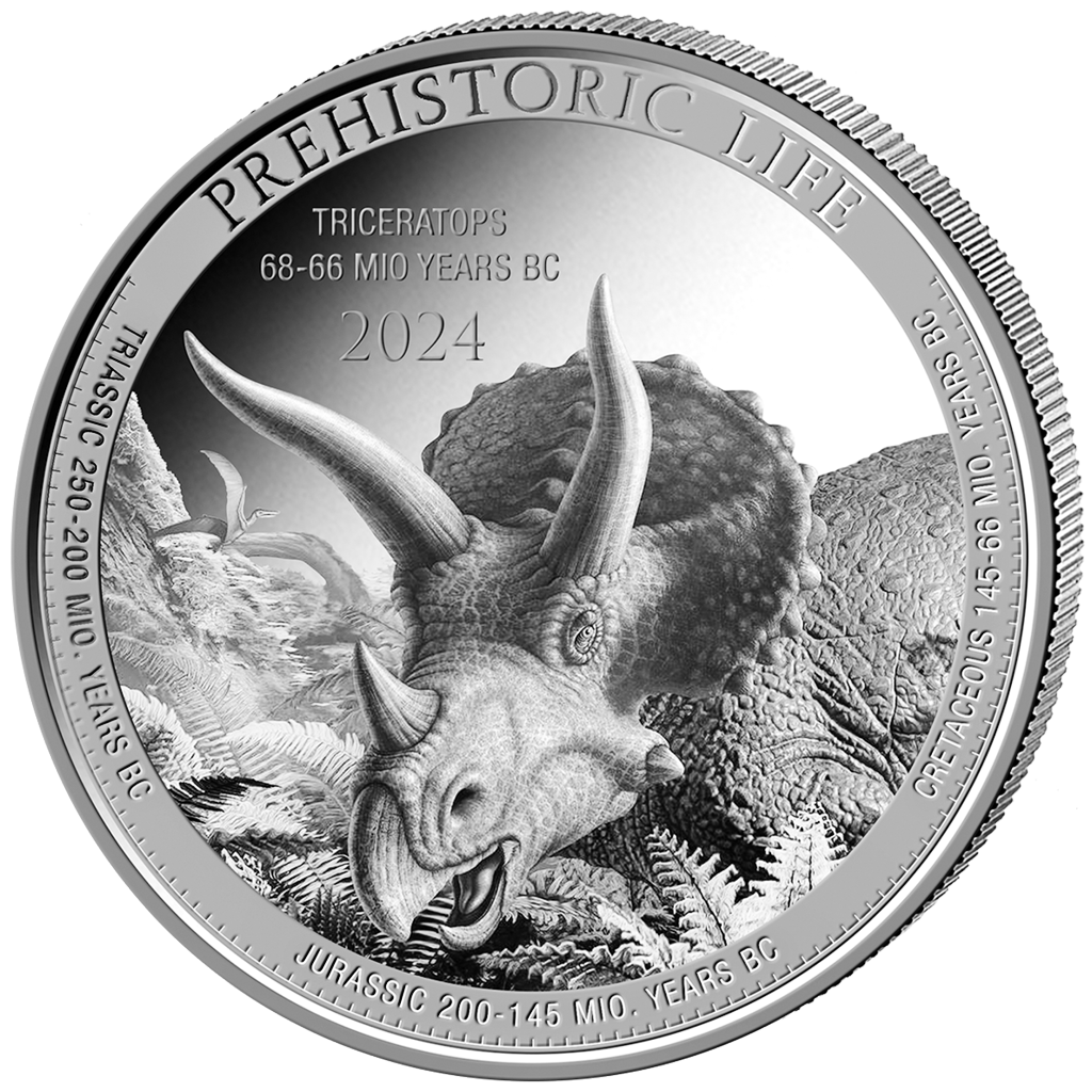Kongo 2024 TRICERATOPS - Prehistoric Life II Silber 1 oz Congo