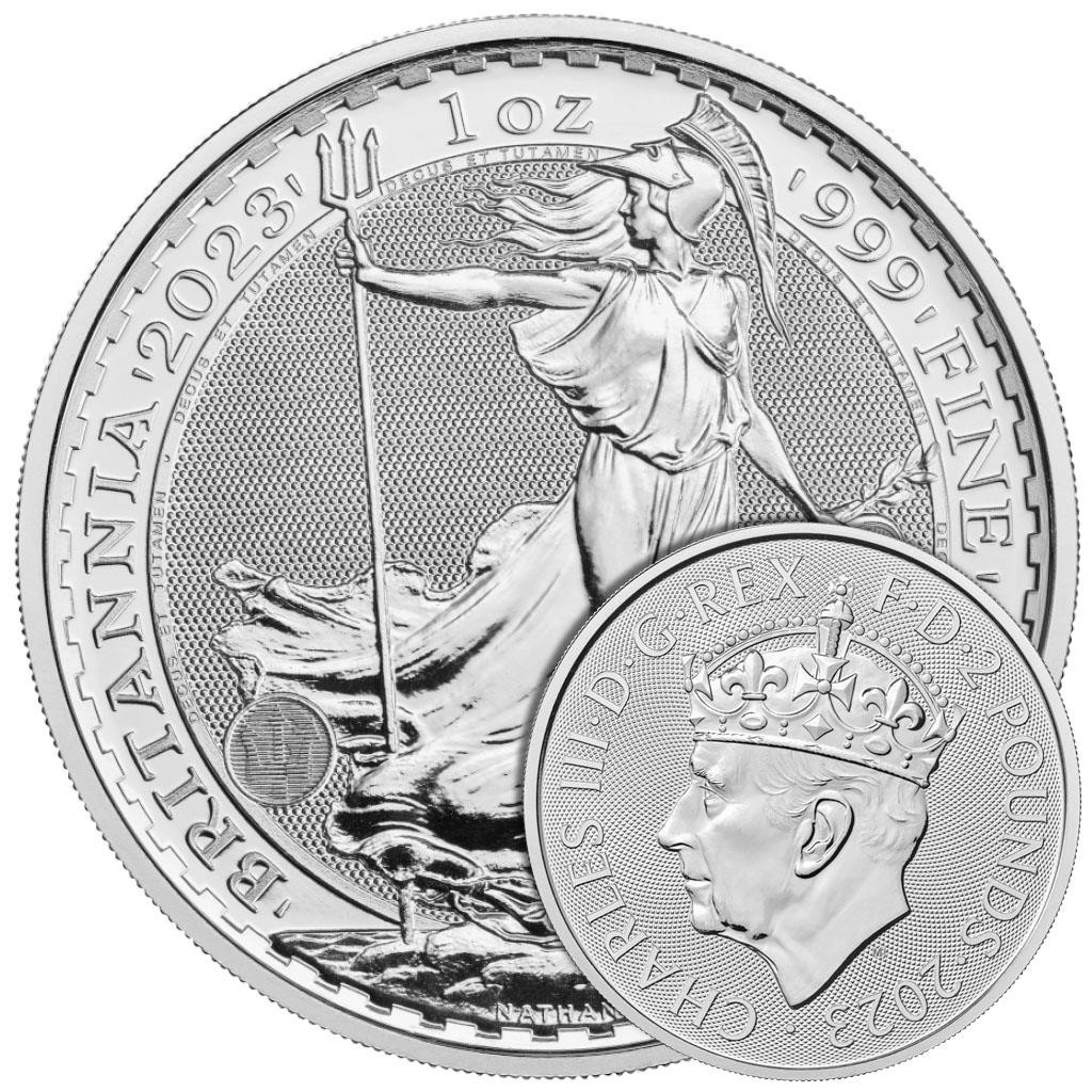 Großbritannien 2023 BRITANNIA KRÖNUNG CHARLES III. Silber 1 oz Wert Preis