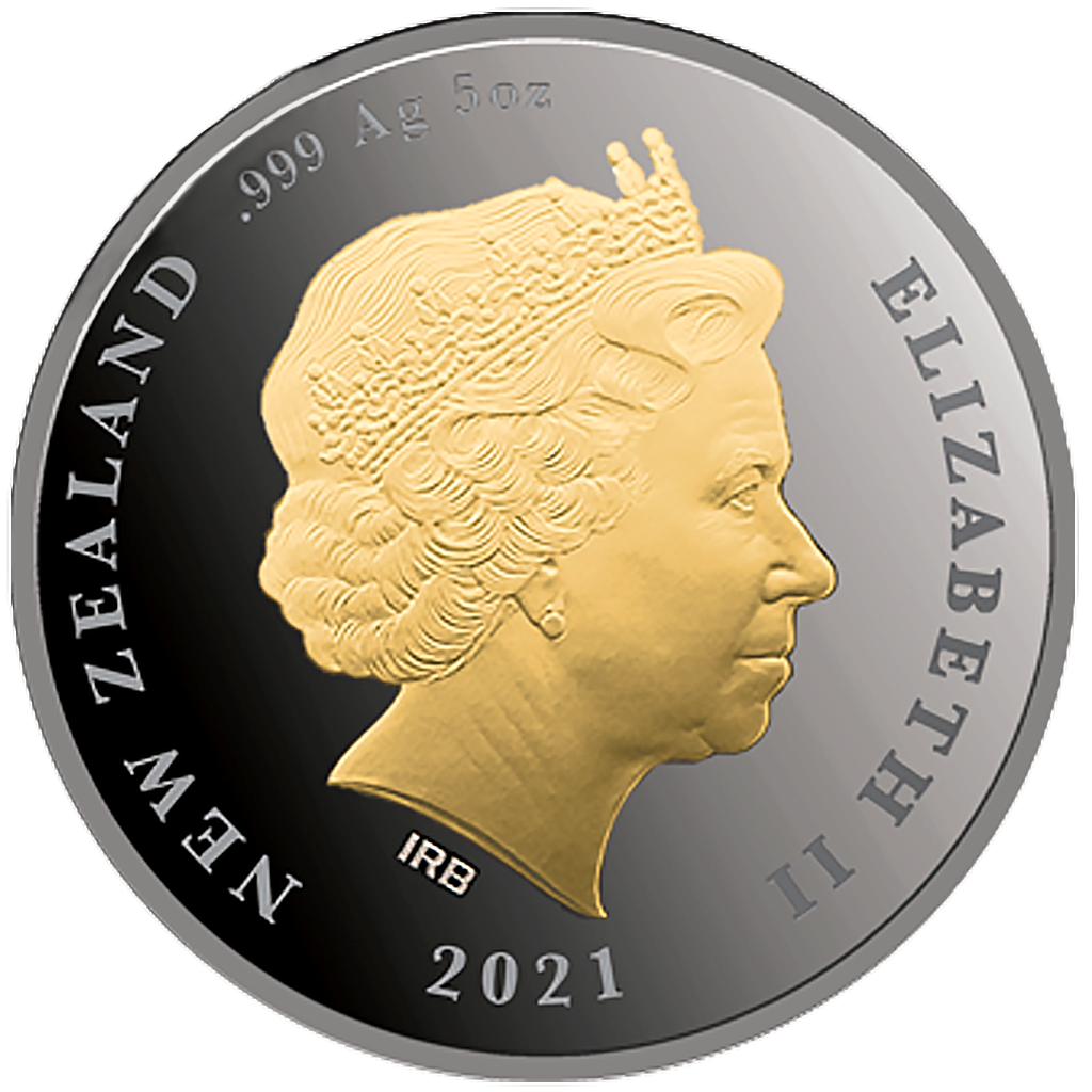 Neuseeland 2021 Brauner Kiwi Silber 5 oz Black Nickel - vergoldet Wert Preis