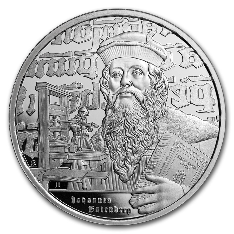 Niue 2024 Icons of Inspiration - Johannes Gutenberg Silber 1 oz PP Wert Preis