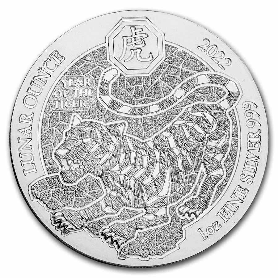 Ruanda 2022 Jahr des Tigers Lunar-Serie 1 oz Silber