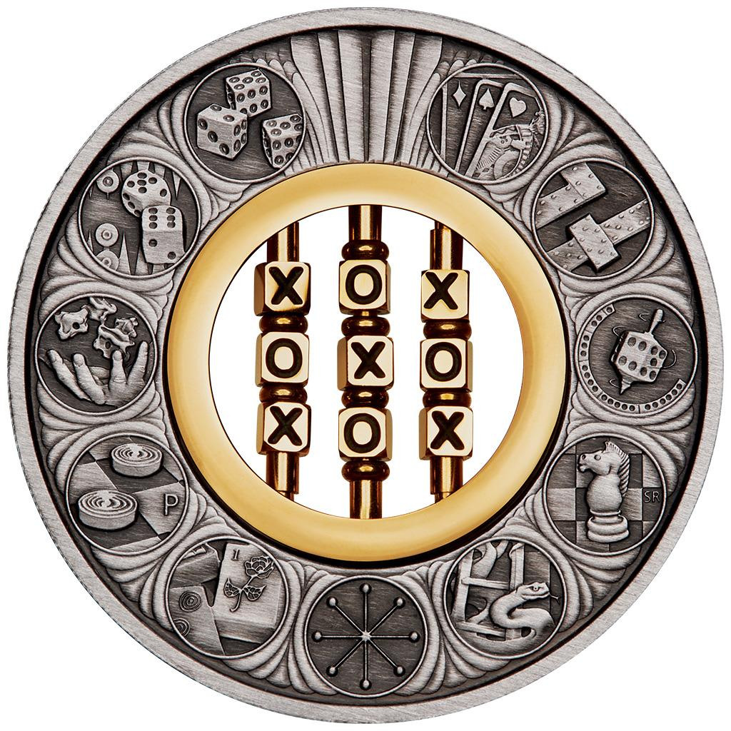 Tuvalu 2022 TIC-TAC-TOE Silber Antik Finish