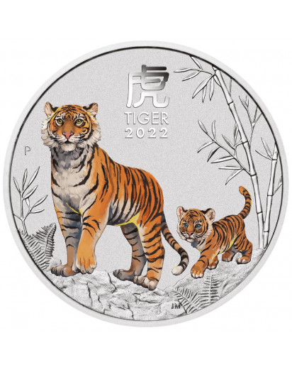Australien 2022 Jahr des Tigers Lunar Serie III Silber 2 oz FARBE Preis Wert