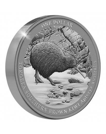 Neuseeland 2023 Tokoeka Southern Braun Kiwi Silber 1 oz im Blister Wert ...
